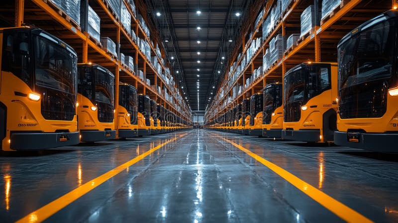 Interior View of a Warehouse Showcasing Multiple Automated Guided ...