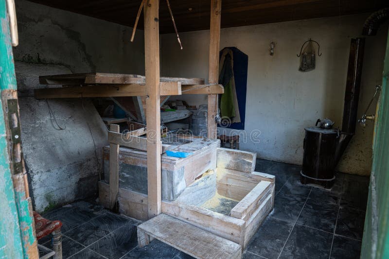 Interior View of a Water Mill for Grinding Wheat Stock Photo - Image of ...