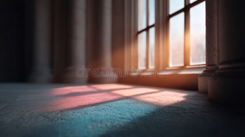 Interior View with Window Light Creating Colored Shadows. Evokes Peace ...