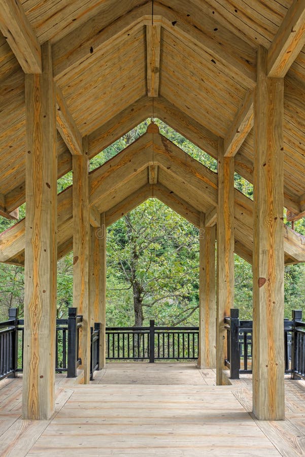 Interior View of a Wooden Pavilion Stock Photo - Image of cultural ...