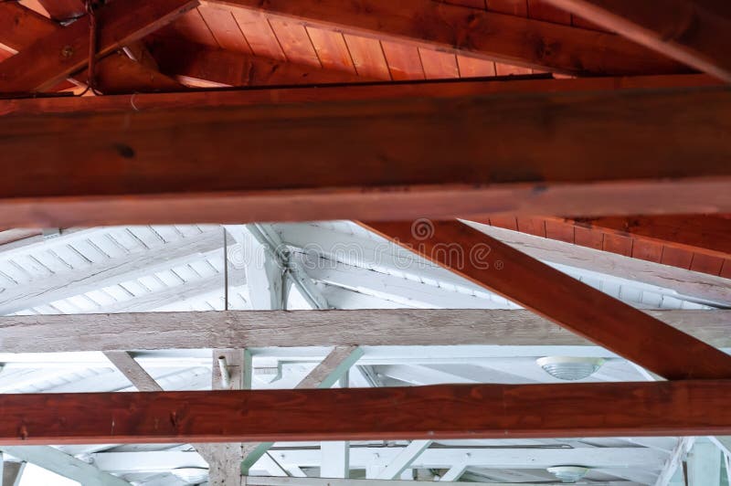 Interior View of a Wooden Roof Structure Stock Photo - Image of natural ...
