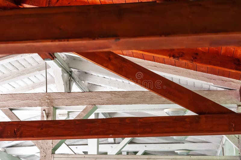 Interior View of a Wooden Roof Structure Stock Photo - Image of truss ...