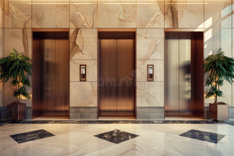 Interior Views of Elevators Located Inside a Building Stock Image ...