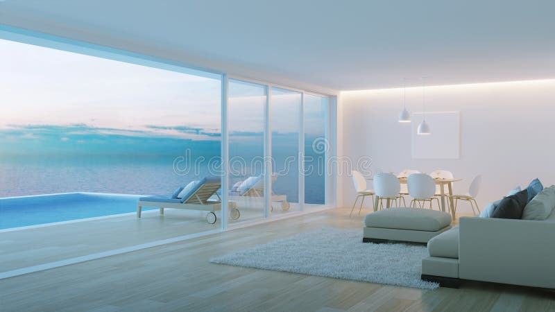 Interior of a Villa with a Swimming Pool. Stock Illustration ...