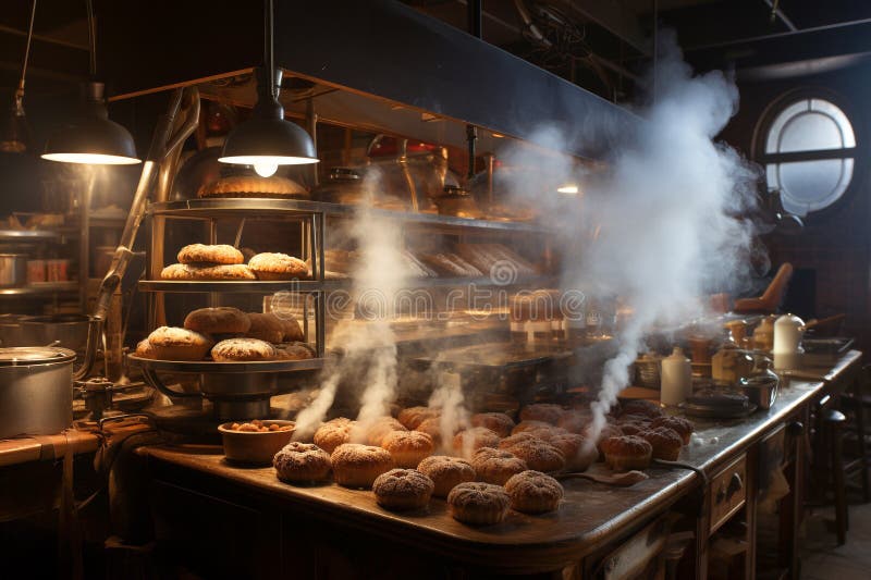 Interior of vintage bakery stock illustration. Illustration of holding ...