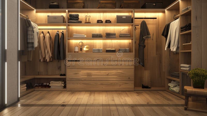 Interior of a Walk-in Closet with a Wooden Floor. Ideal for Interior ...