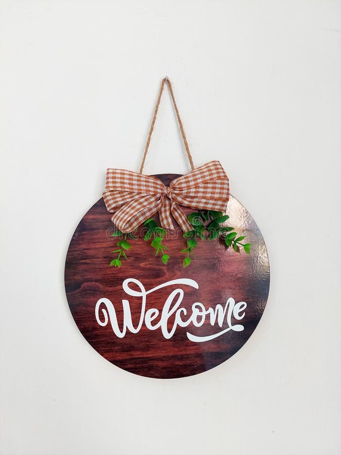 Interior Wall Decoration with the Word Welcome Made of Wood Stock Photo ...
