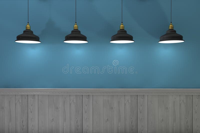 Interior Wall Illuminated by Lamps Above Stock Illustration ...