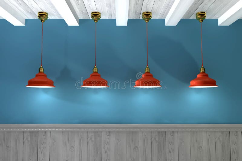 Interior Wall Illuminated by Lamps Above Stock Illustration ...
