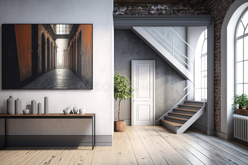 Interior Wall Mockup,Octane Render ,hyperrealism, Photorealism ...