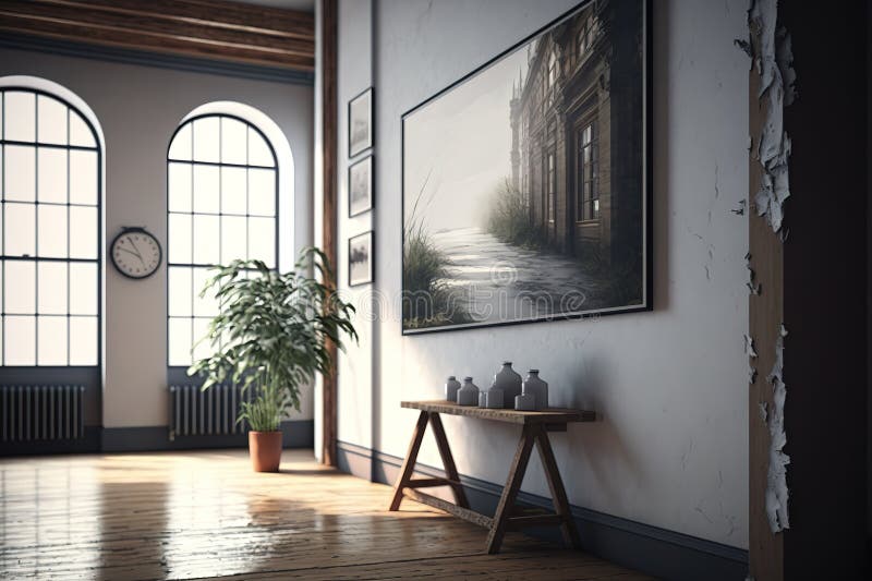 Interior Wall Mockup,Octane Render ,hyperrealism, Photorealism ...