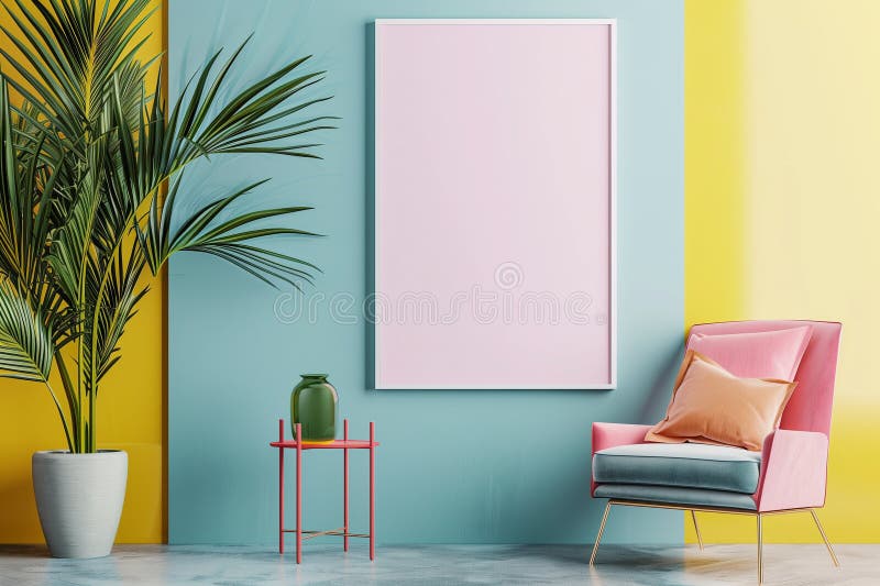 Interior Wall with Modern Design and Decorative Frame. a Blank Canvas ...