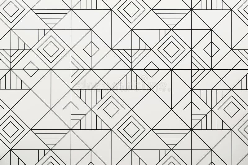 Interior Wallpaper Design, Black Patterned Lines on White Background ...