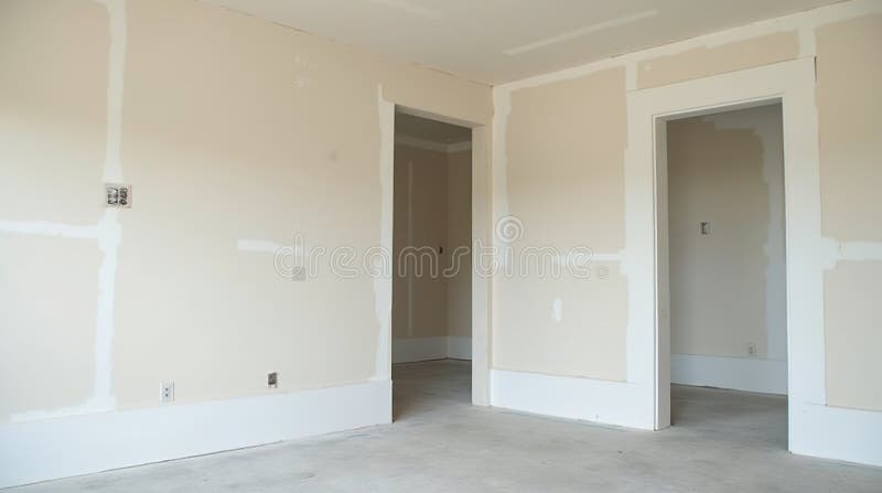 Interior Walls Being Primed in House Under Construction Stock ...