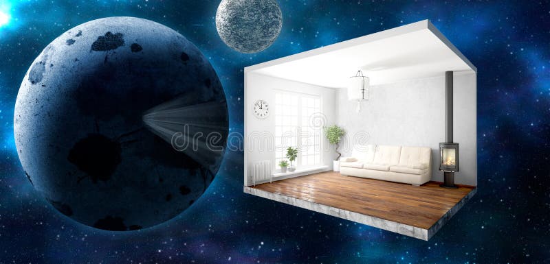 Interior without Walls. 3D Rendering Stock Illustration - Illustration ...