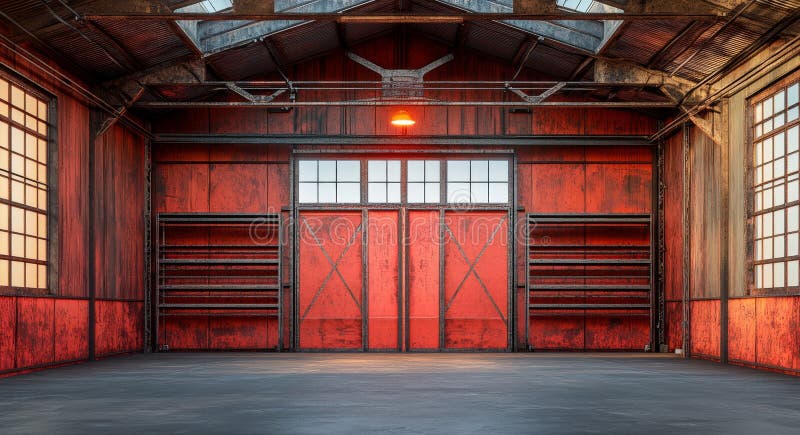 The Interior of this Warehouse is Empty, Equipped with Shelving for ...