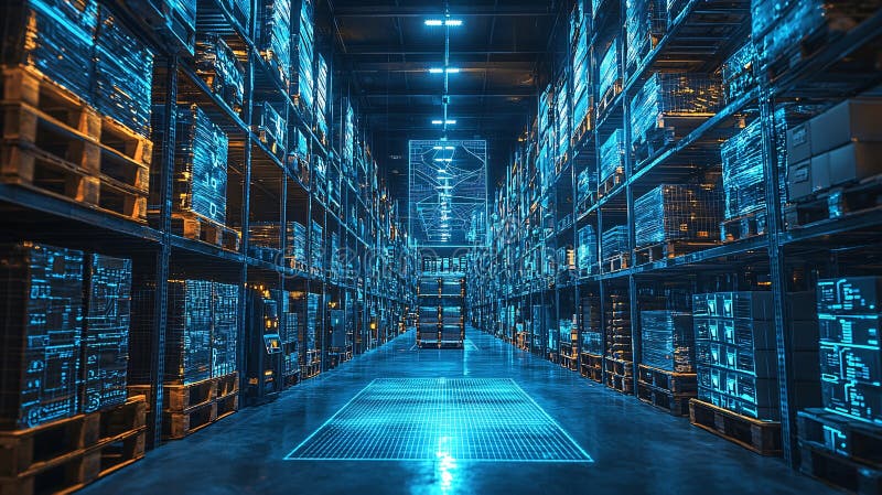 The Interior of the Warehouse Full of Technology Stock Image - Image of ...