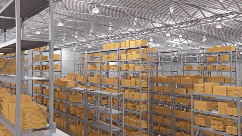 Interior of a Warehouse with Lot of Goods Stock Image - Image of export ...