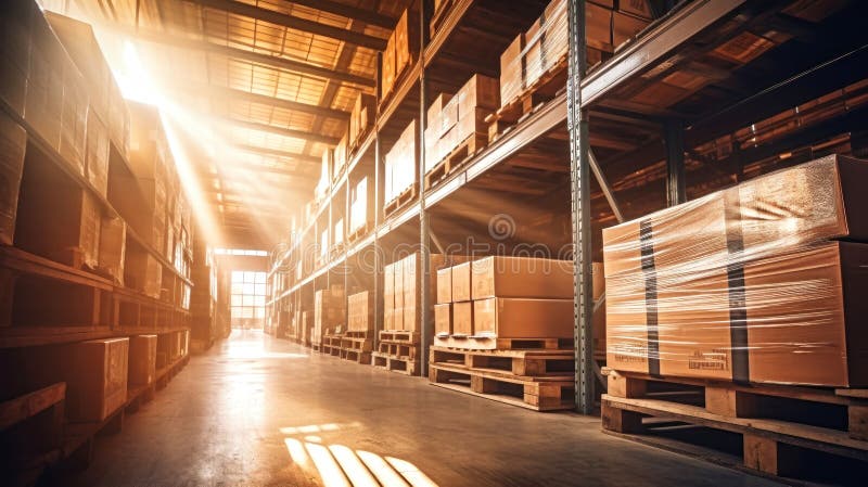 Interior of a Warehouse or Industrial Building. Distribution Center ...