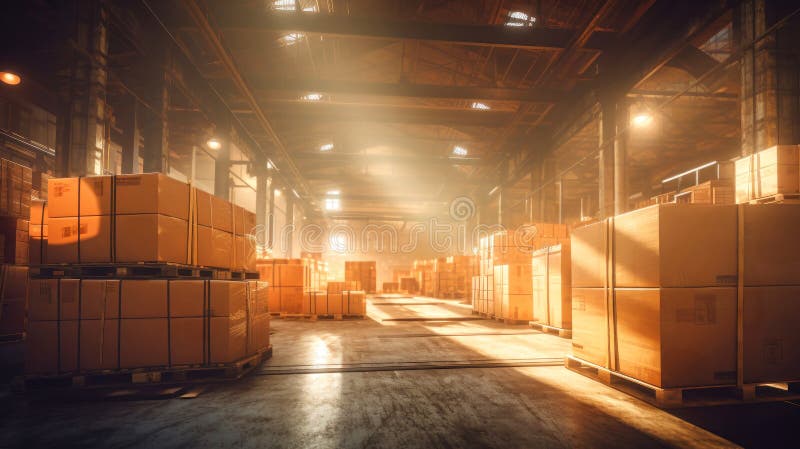 Interior of a Warehouse or Industrial Building. Distribution Center ...