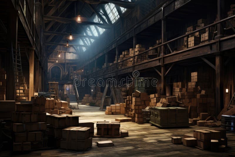 Interior of a Warehouse with a Lot of Boxes. 3d Rendering, Warehouse ...