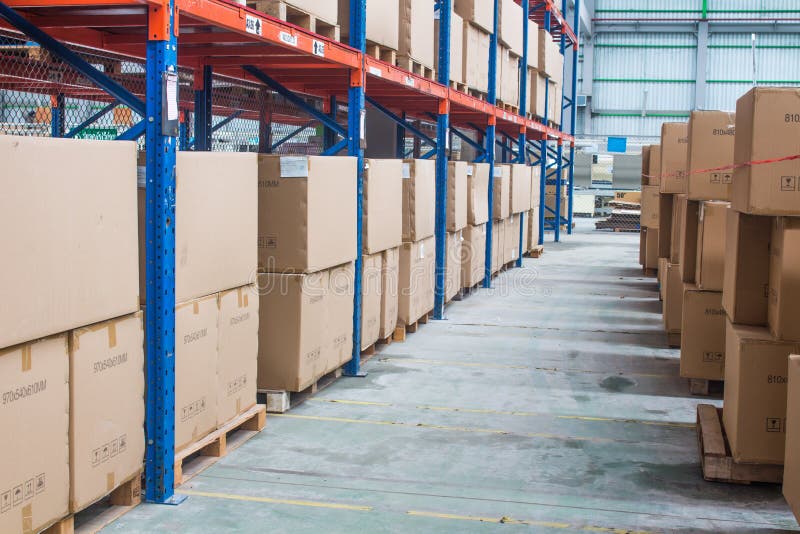 Shelves with Boxes, Folders and Green Plant Stock Image - Image of ...