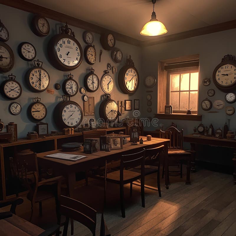 Interior of Watch Workshop, Room with Many Different Clocks, an Unusual ...