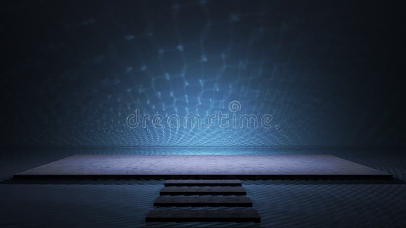 Interior Water Pool with Caustics Pattern in Blade Runner 2049 Style ...