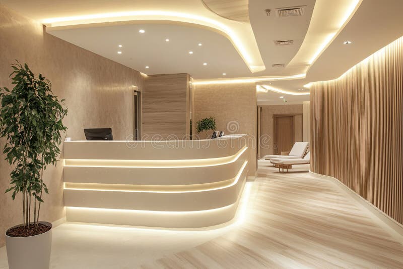 The Interior of the Wellness Center with a Reception Area. Spacious ...