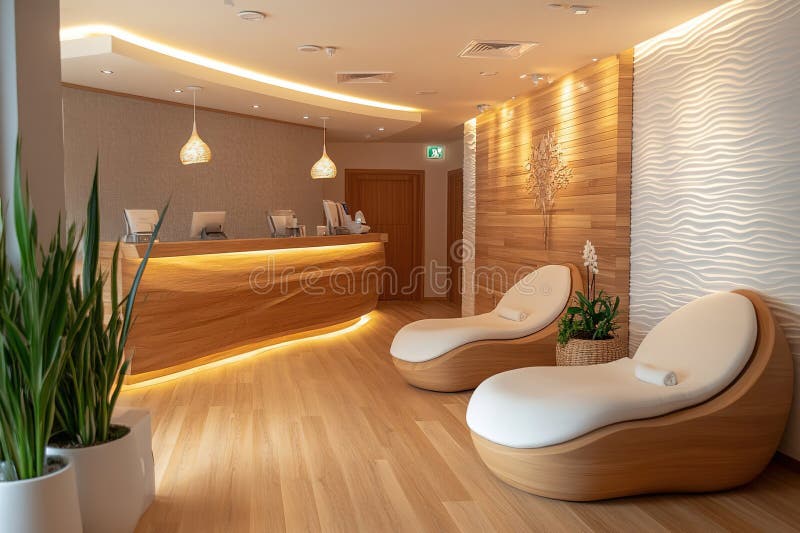 The Interior of the Wellness Center with a Reception Area. Spacious ...