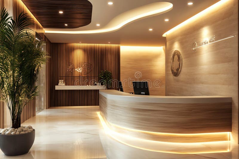 The Interior of the Wellness Center with a Reception Area. Spacious ...