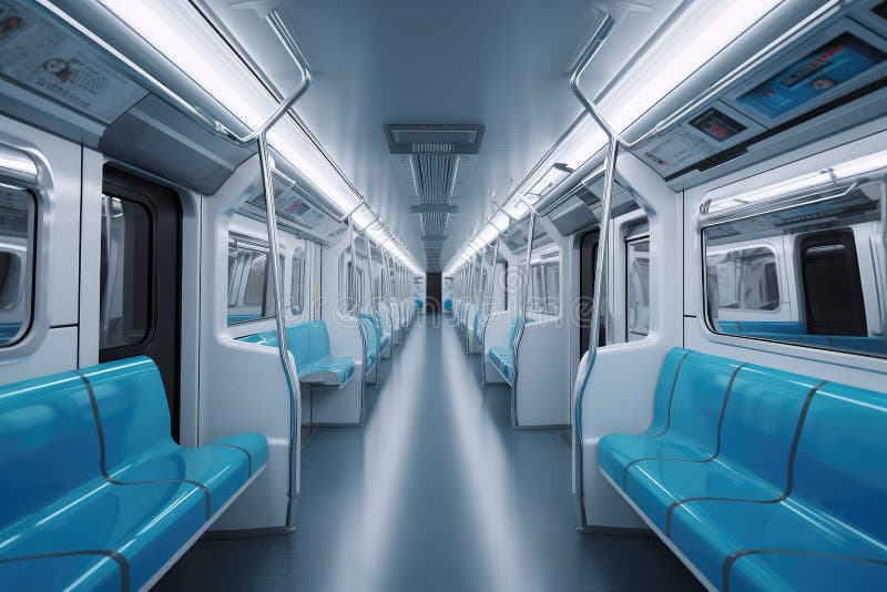 Interior of White and Blue Subway, AI Generated Stock Illustration ...