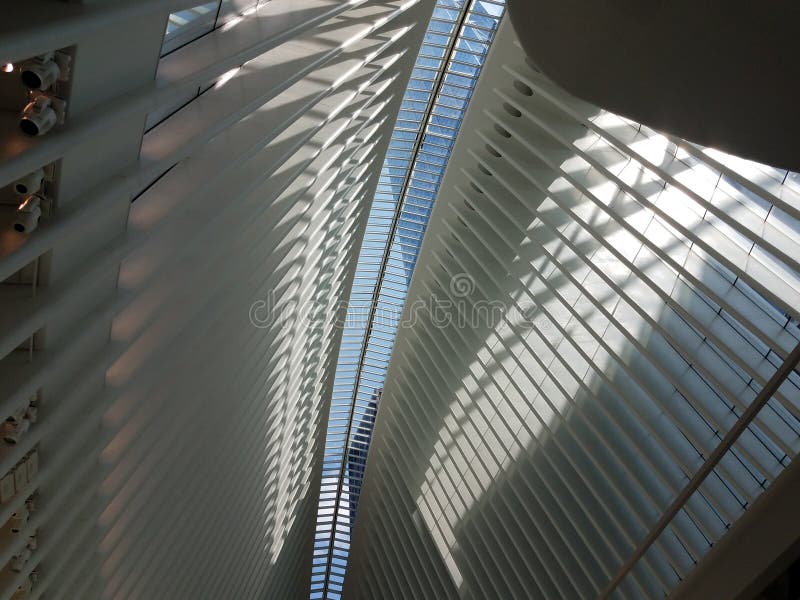 Interior of White Building with Sky Light Windows and Sun Stock Image ...