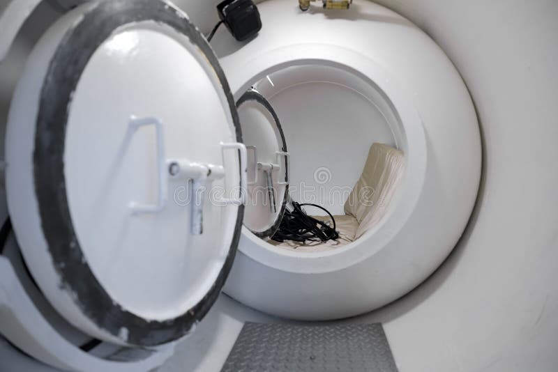 Interior of a White Hyperbaric Chamber Stock Image - Image of oxygen ...