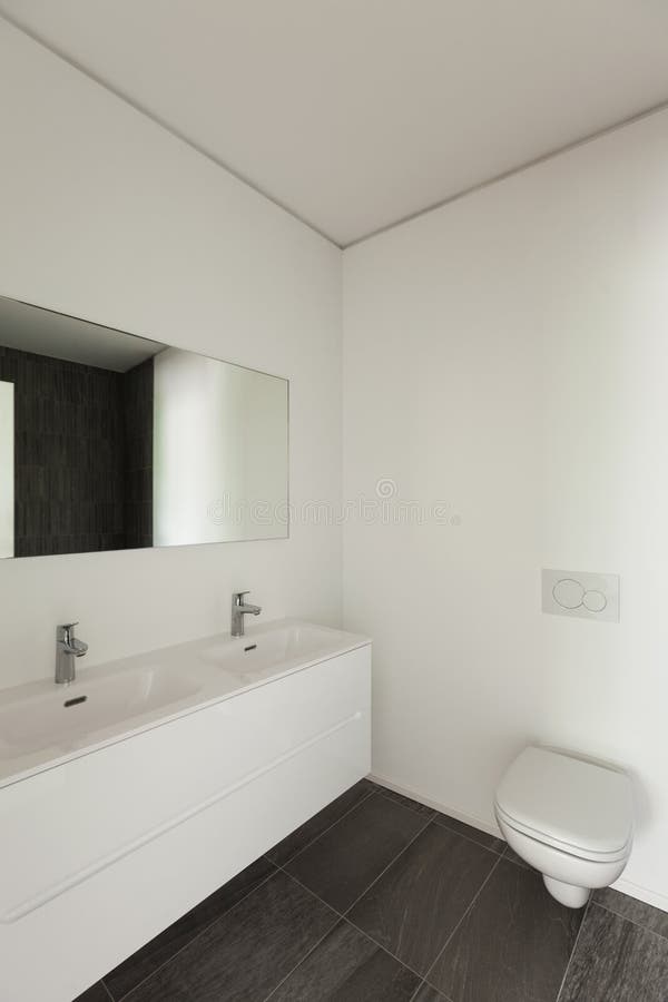 Interior, White Modern Restroom Stock Image - Image of architecture ...
