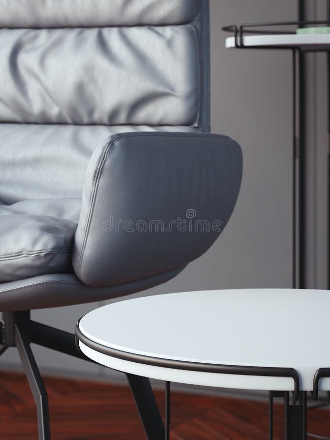 Interior with White Round Coffee Table. 3d Rendering Stock Illustration ...