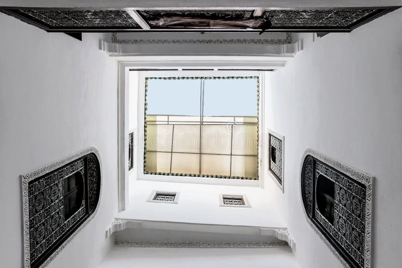 Interior of White Traditional Moroccan Riad Building Stock Image ...