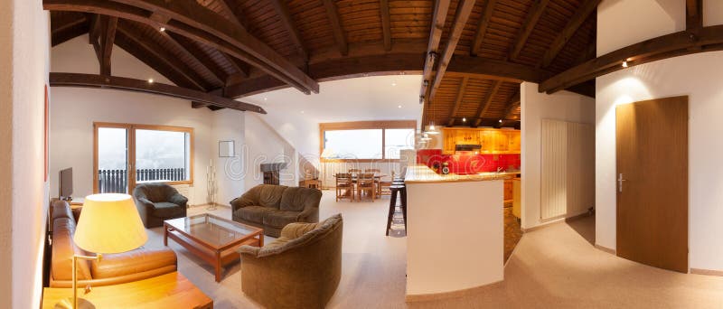 Interior, wide living room stock image. Image of architecture - 48620347