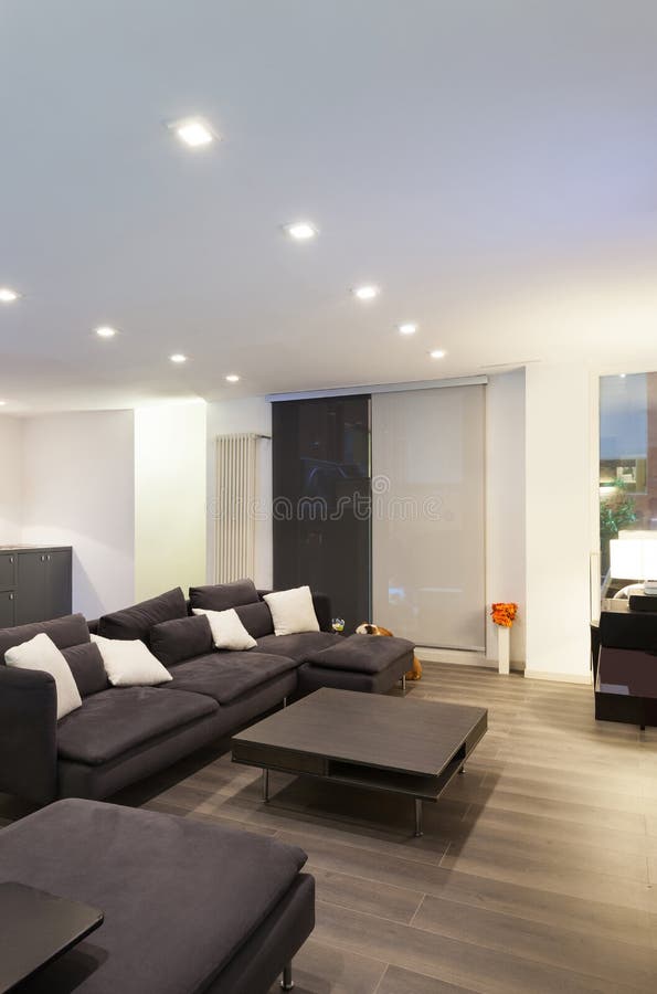 Interior, wide living room stock photo. Image of interior - 47576806