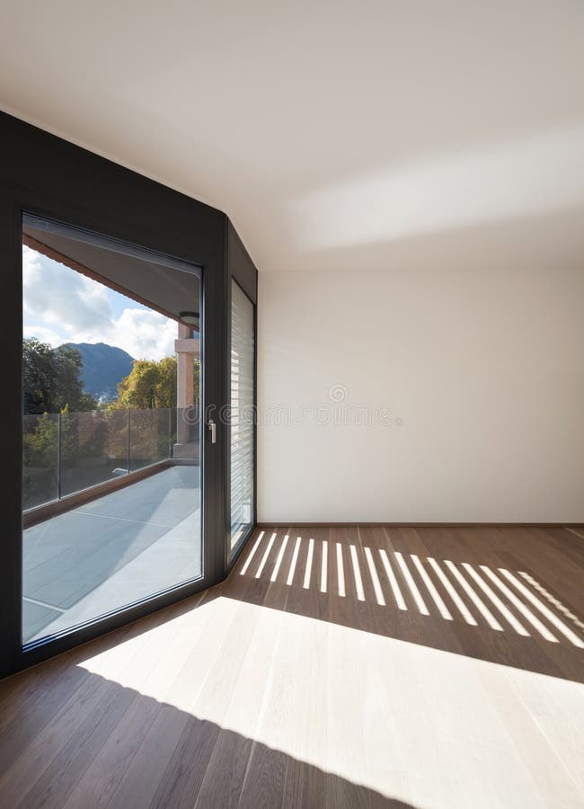 Interior, Wide Room with Windows Stock Image - Image of sunny, floor ...