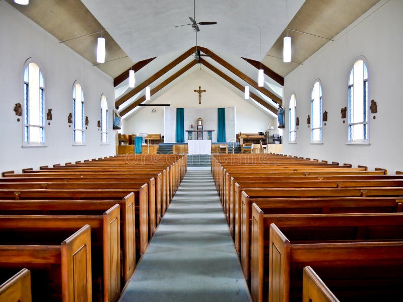 Interior Wide Shot of a Funeral Chapel Stock Image - Image of sadness ...