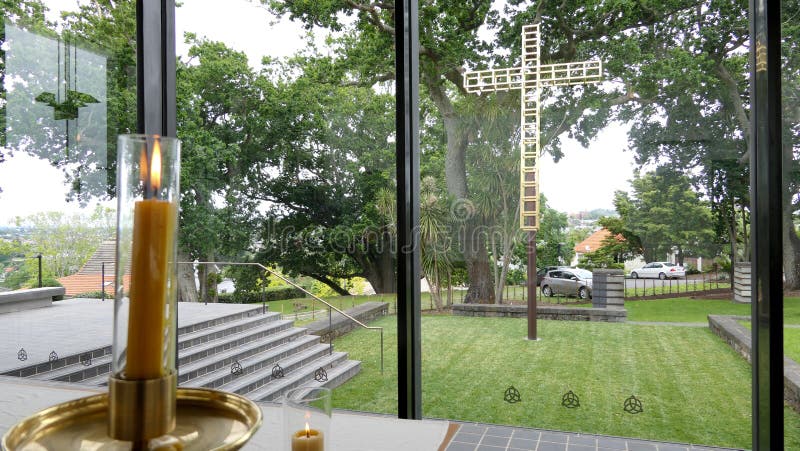 Interior Wide Shot of a Funeral Chapel Stock Image - Image of grieve ...