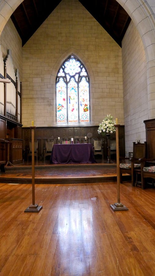 Interior Wide Shot of a Funeral Chapel Stock Photo - Image of light ...