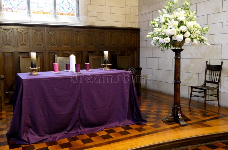 Interior Wide Shot of a Funeral Chapel Stock Image - Image of jesus ...
