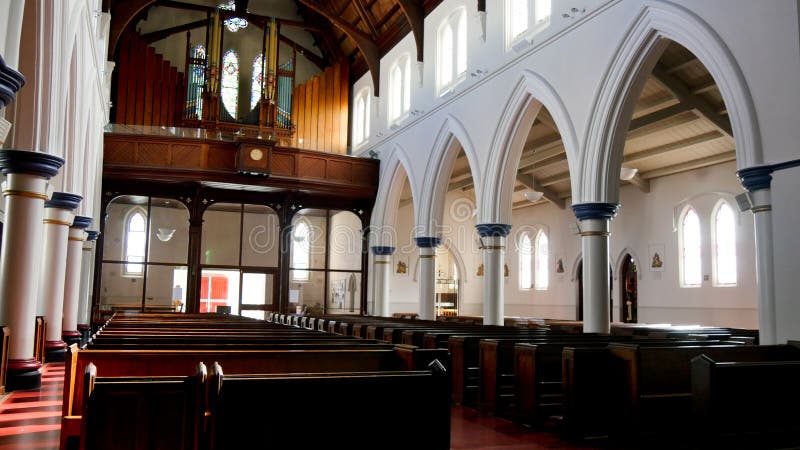 Interior Wide Shot Of A Funeral Chapel Stock Photo - Image of closeup ...