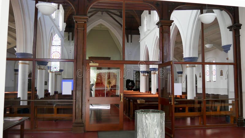 Interior Wide Shot of a Funeral Chapel Stock Photo - Image of pass ...