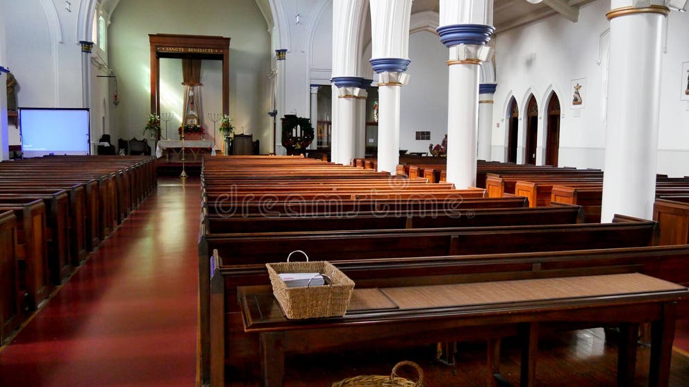 Interior Wide Shot of a Funeral Chapel Stock Image - Image of church ...