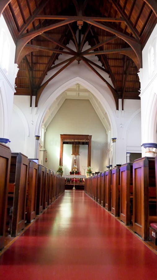 Interior Wide Shot of a Funeral Chapel Stock Image - Image of cemetery ...