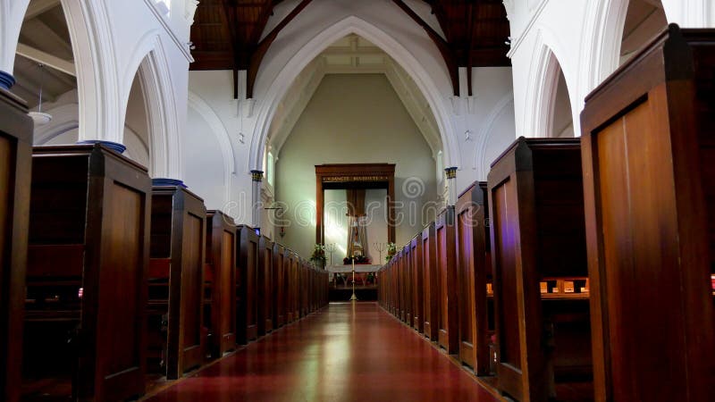 Interior Wide Shot of a Funeral Chapel Stock Photo - Image of light ...