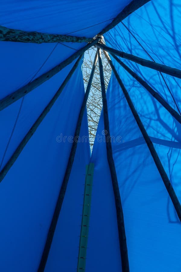 The interior of the wigwam stock image. Image of tree - 271225447